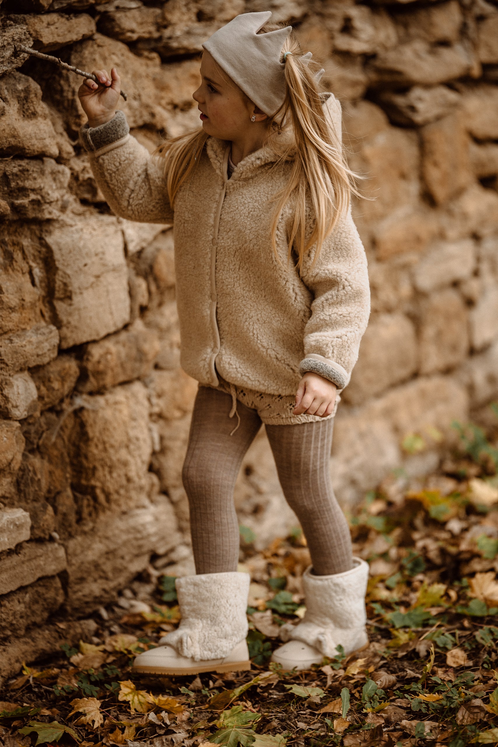 Alwero - Transition jacket "KUKU" Junior, organic wool, SAND BROWN, ul ...