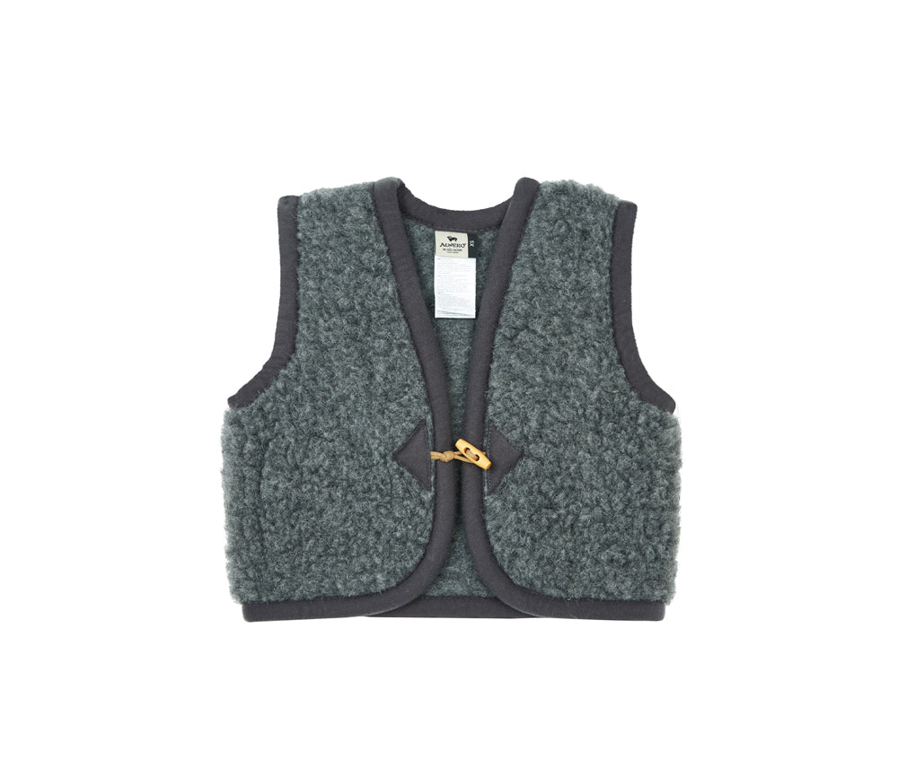 Alwero - Bodywarmer Alpen Junior, organic wool, ANTHRACITE – ALWERO ...