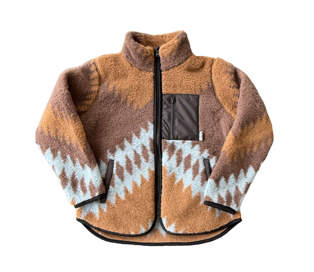 Alwero - Jacket SHERPA, AZTEC ICY BLUE, organic wool, ultra light ...